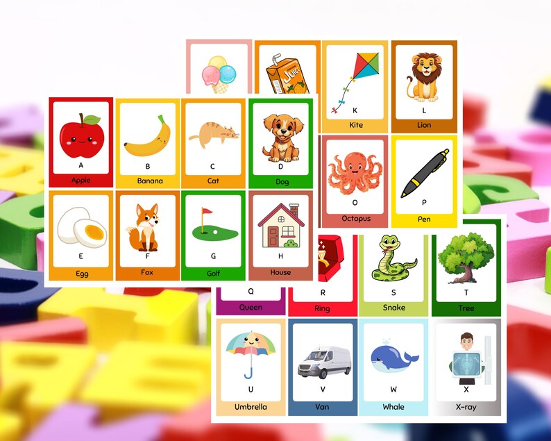 Printable Kids Alphabet Flash Cards - Etsy