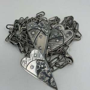 Riveted Triptych Heart Necklace in Sterling Silver *three of Three - Etsy