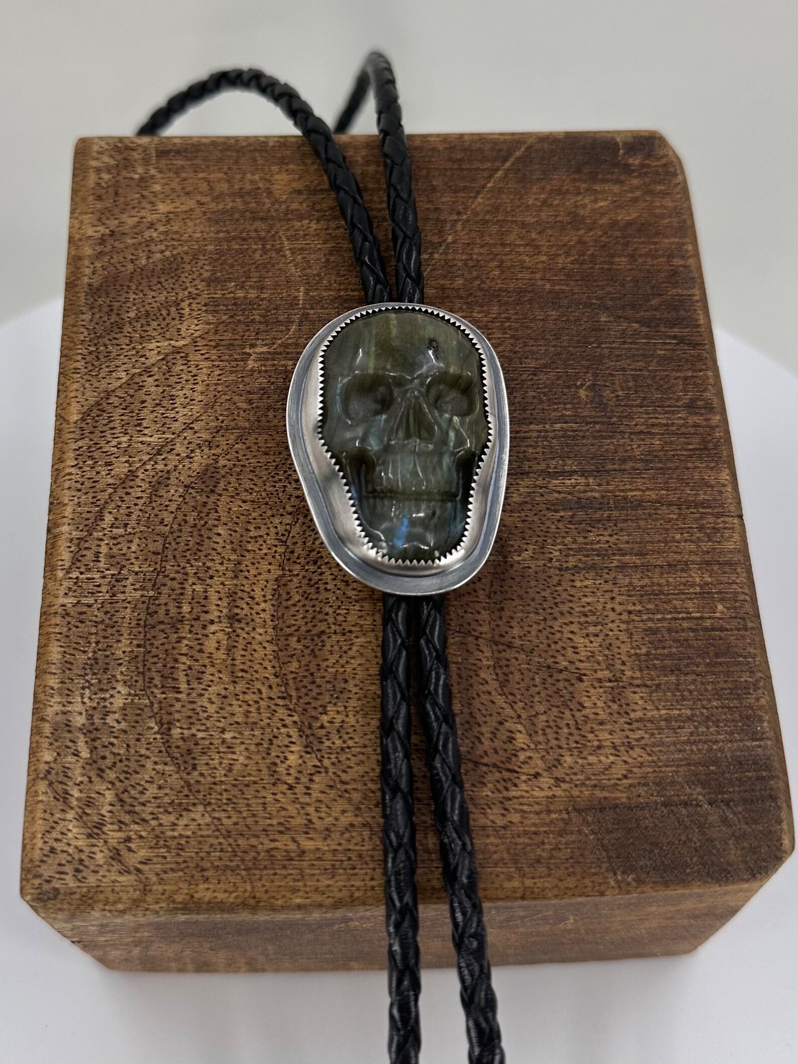 Labradorite Skull Bolo Tie With Sterling Bezel Setting - Etsy