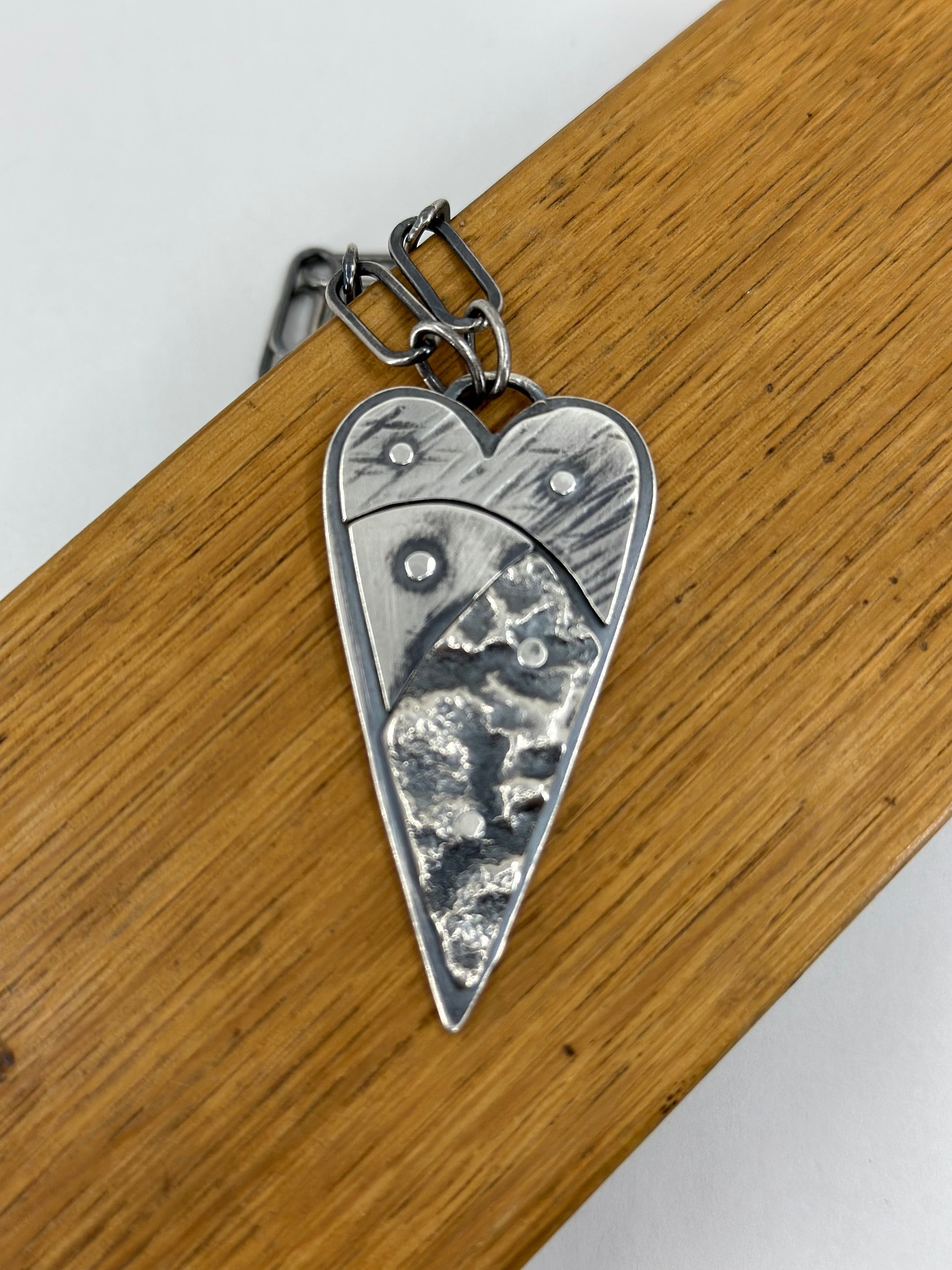 Riveted Triptych Heart Necklace in Sterling Silver *three of Three - Etsy