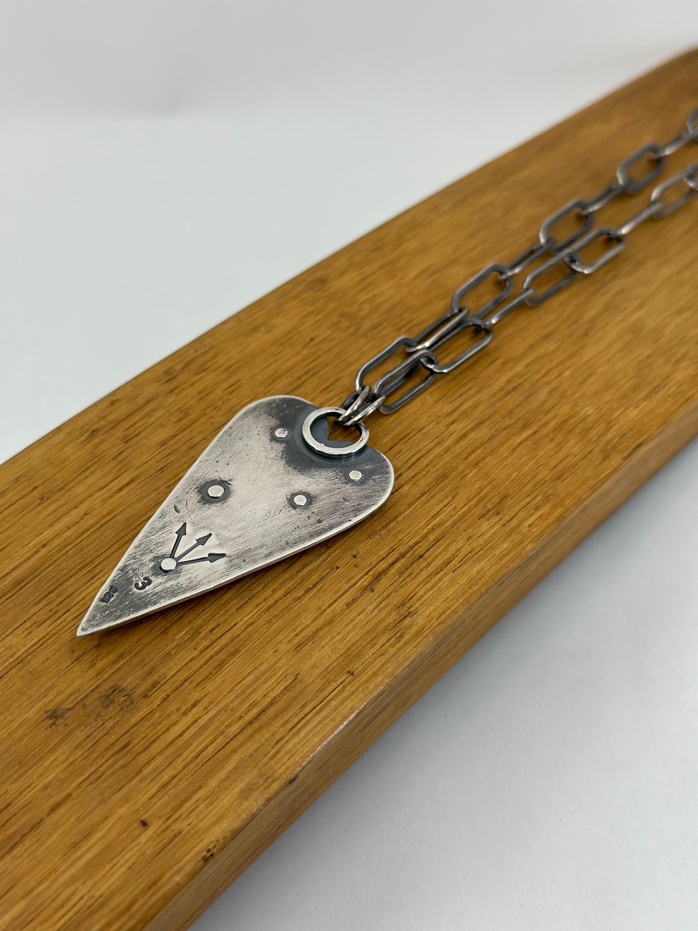 Riveted Triptych Heart Necklace in Sterling Silver *three of Three - Etsy