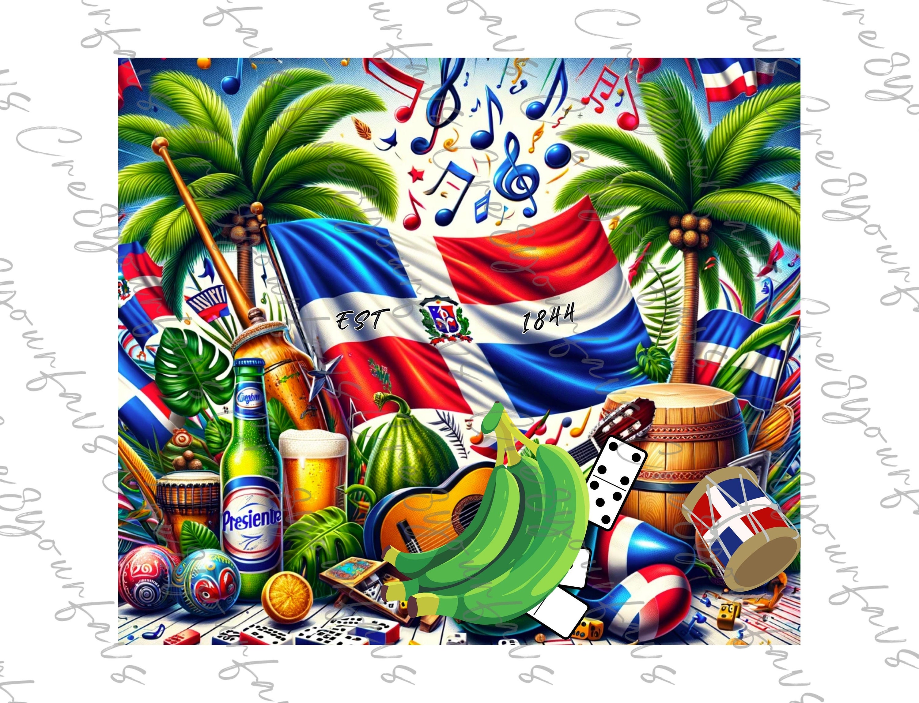 Vaso de República Dominicana, diseño digital con envoltura de vaso con ...