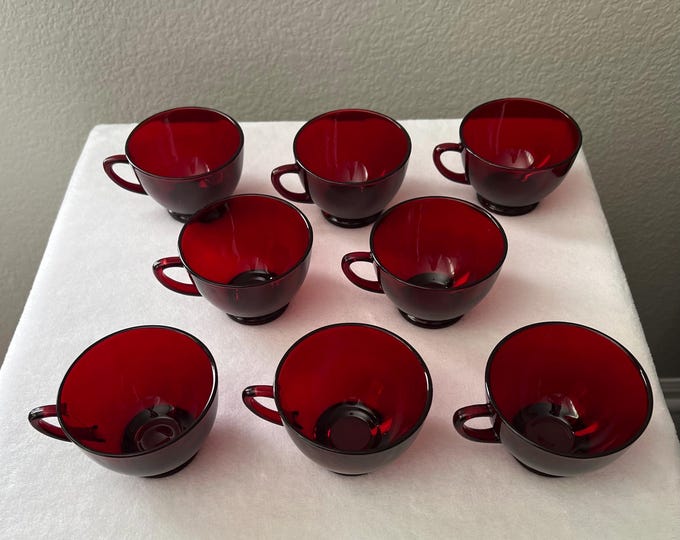 Anchor Hocking Colonial Lady Clear Royal Ruby Snack Cups Set of 8 Red ...