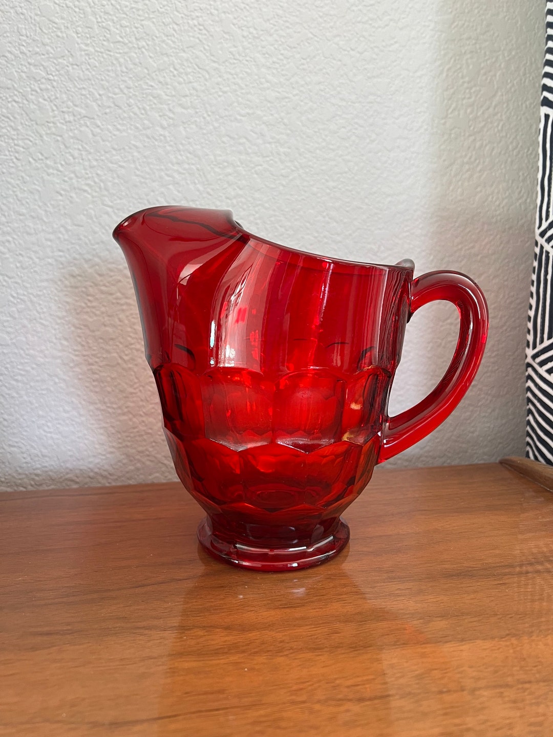 Vintage Viking Glass Ruby Red Georgian Pitcher - Etsy
