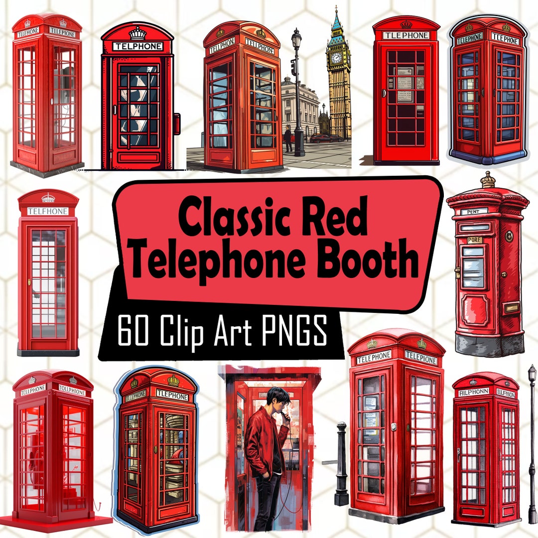 A Classic Red Telephone Box Clipart PNG Individual Images on ...