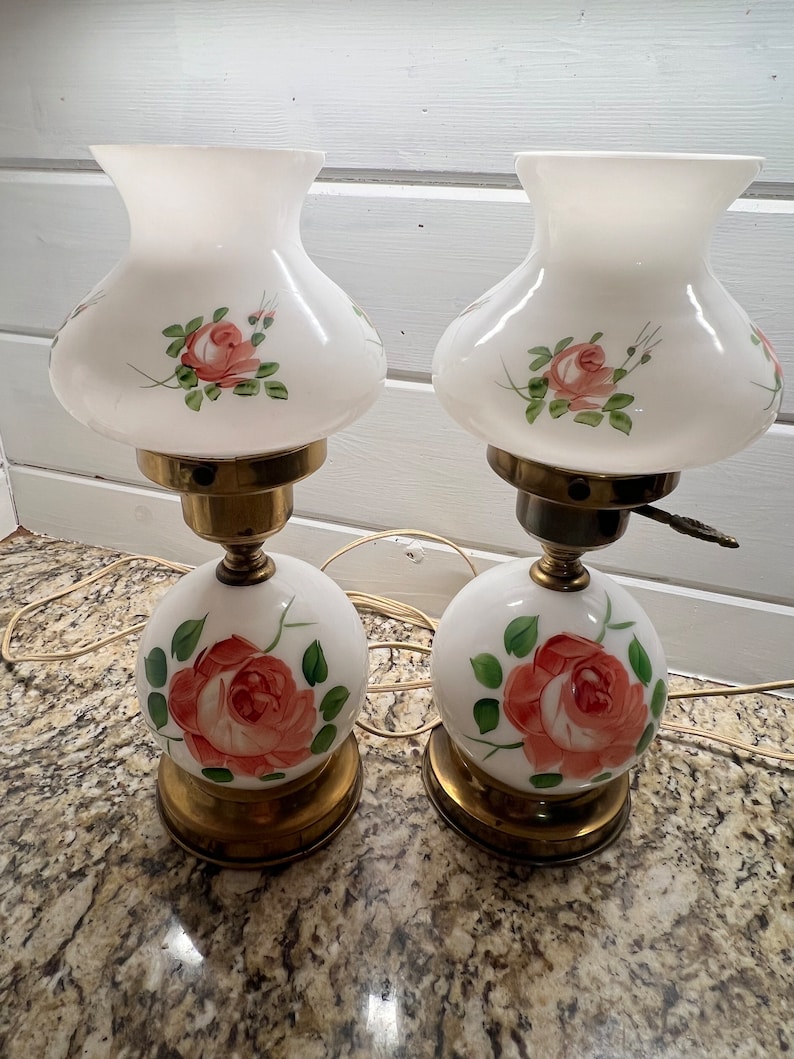 Victorian Milk Glass Lamps / Cottagecore Style / Cottage-core / Gone ...