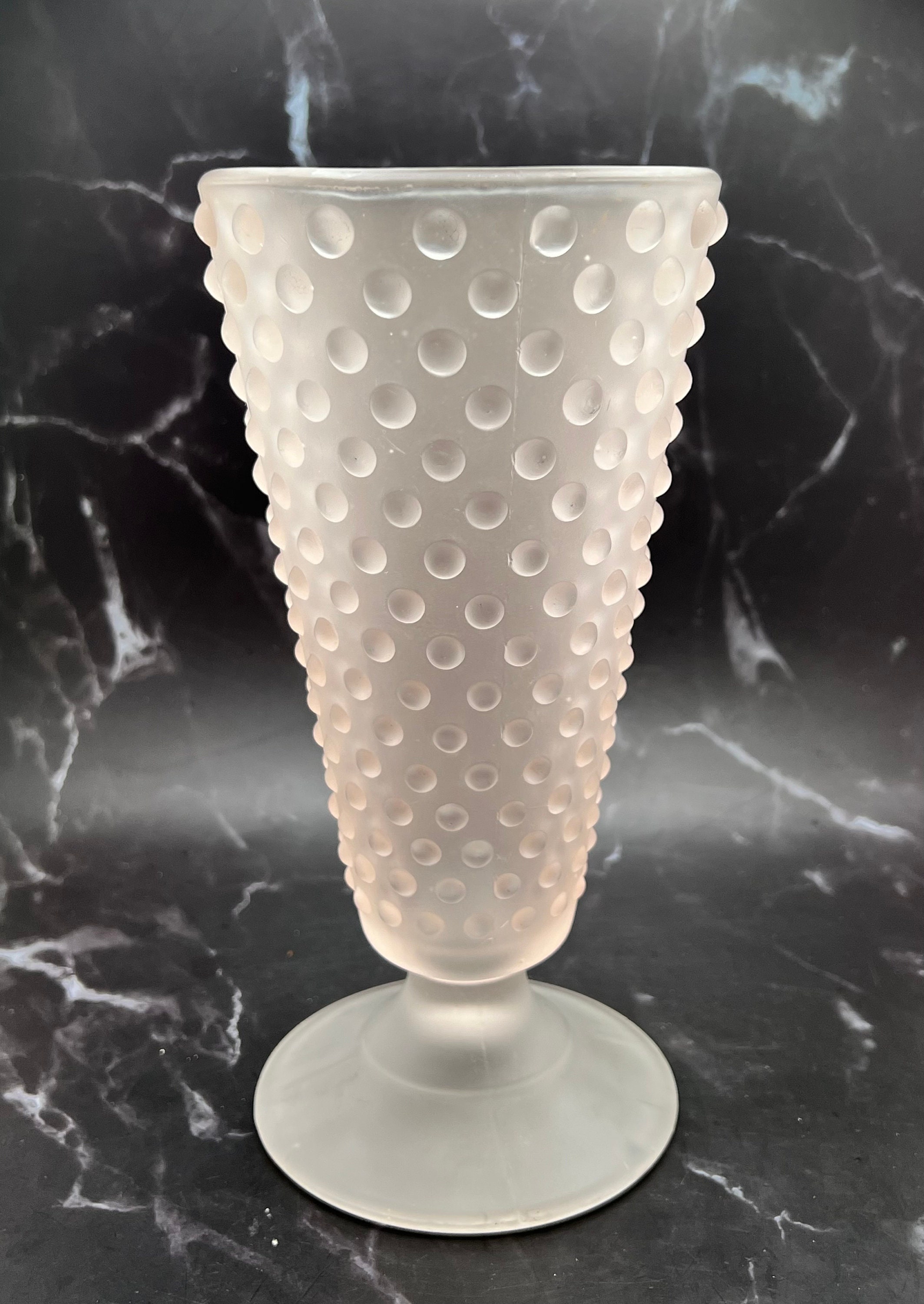 Blush Pink Hobnail Glass Vase With Pedestal Foot / Collectible Glass ...