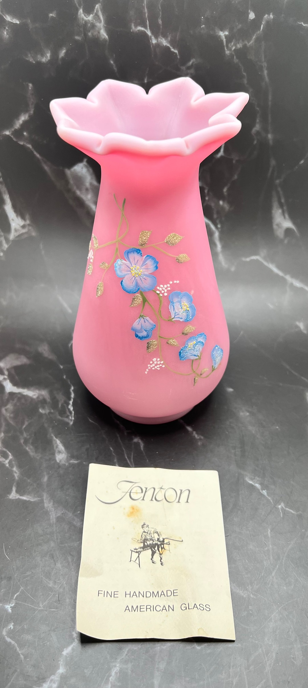 Vintage Fenton Hand-painted Vase - Etsy