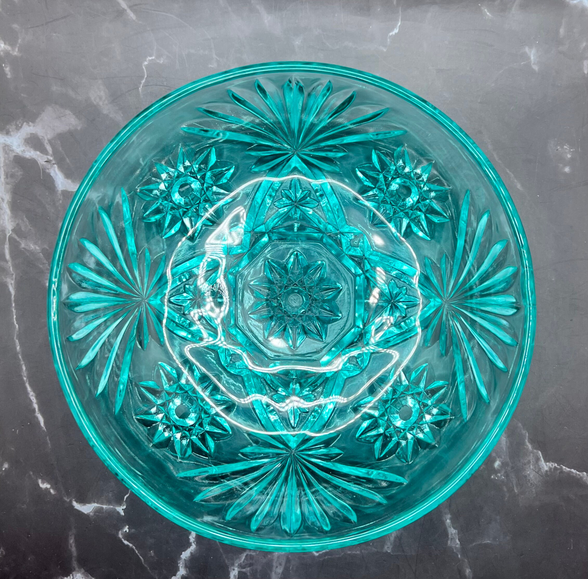 Vintage Teal Blue Hazel Atlas Glass Bowl I Depression Glass I Vintage ...