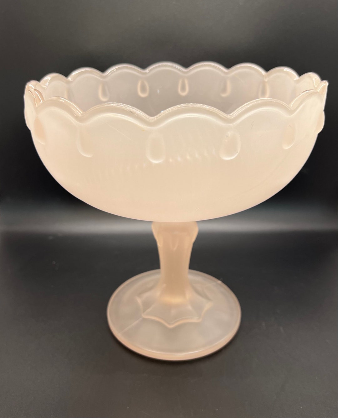 Indiana Glass Pink Satin Frosted Compote Pedestal Bowl or Candy Dish - Etsy