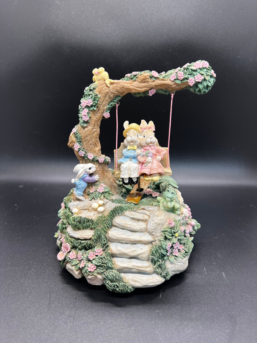 Music Box With Bunnies on a Swing / Rabbits / Collectible - Etsy