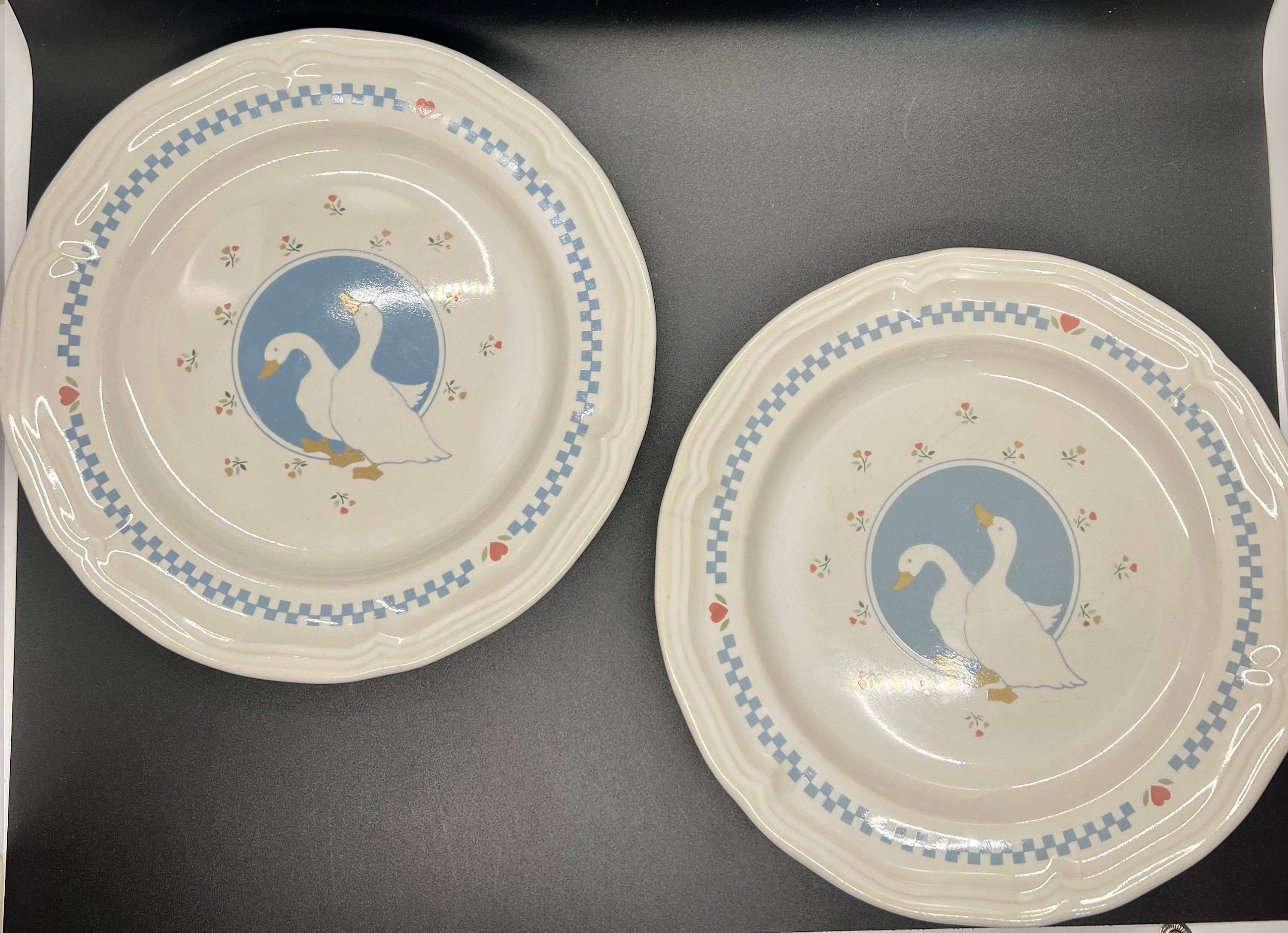 Two Geese Plates / Stoneware / Moonlight Pattern - Etsy