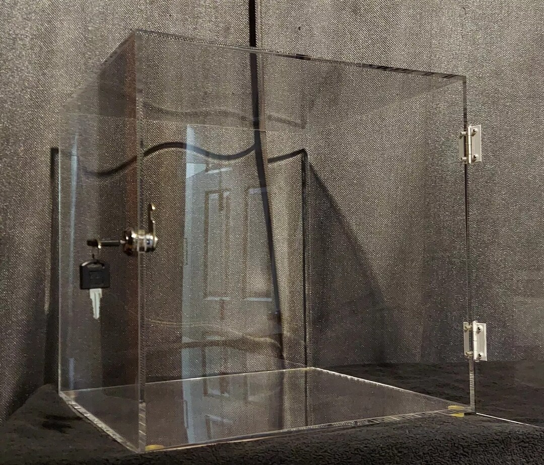 Clear Acrylic Display Case With Lock Countertop Box 13*13*13IN Showcase ...