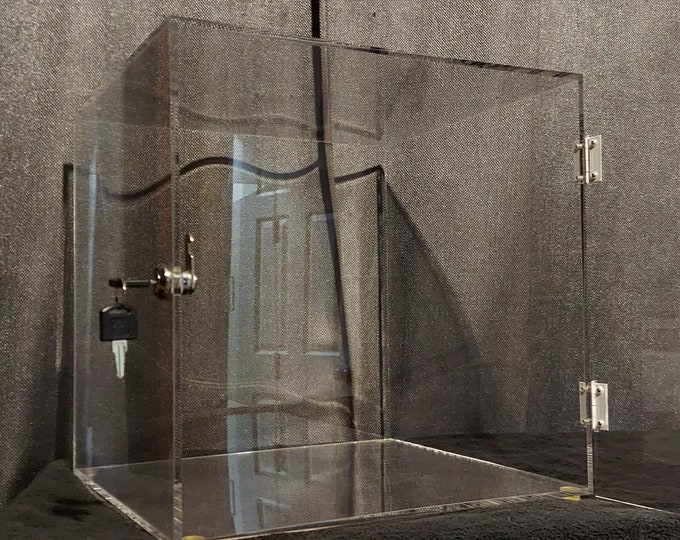 Clear Acrylic Display Case With Lock Countertop Box 13*13*13IN Showcase ...