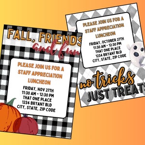 Teacher and Staff Appreciation Invitation Templates, 12 100% Editable ...