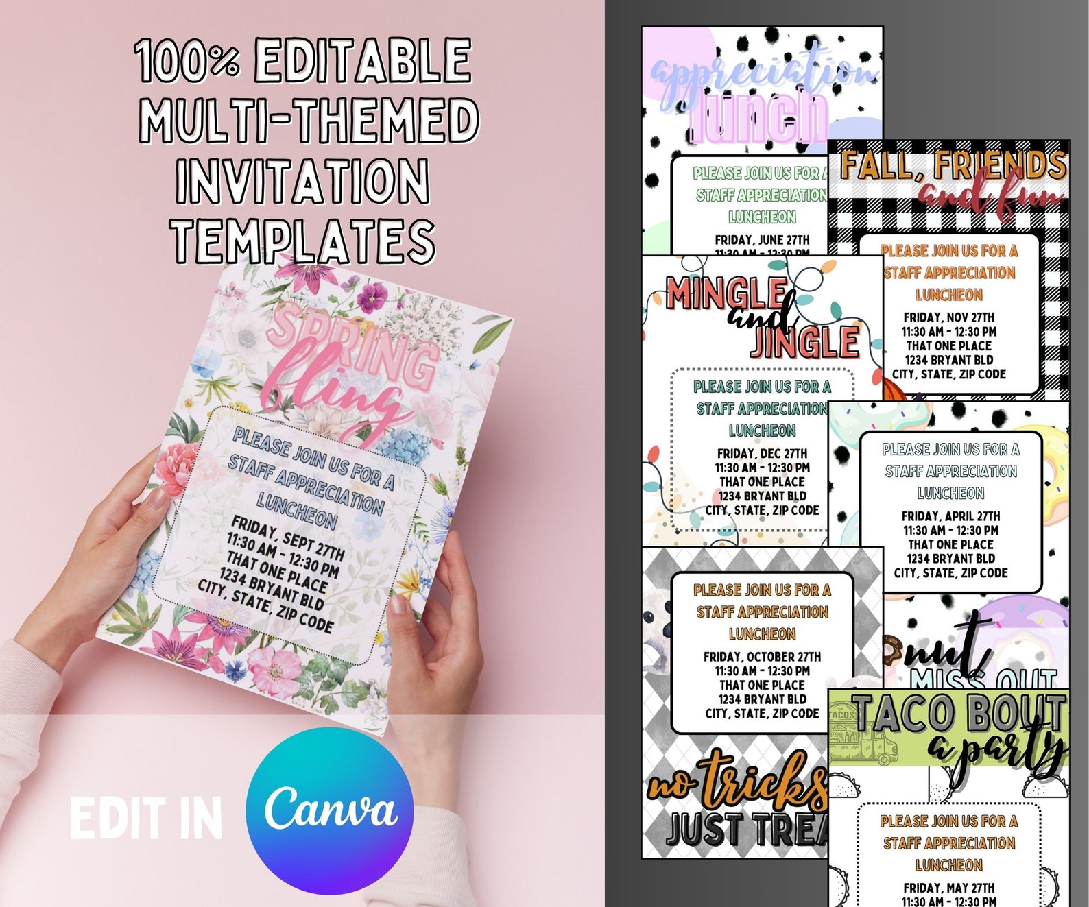Teacher and Staff Appreciation Invitation Templates, 12 100% Editable ...