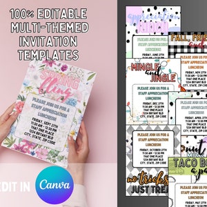 Teacher and Staff Appreciation Invitation Templates, 12 100% Editable ...