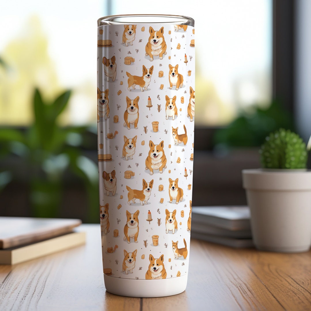 Corgi Tumbler 20oz, Cute Corgi Theme Tumbler, Corgi Art, Coffee Tumbler ...