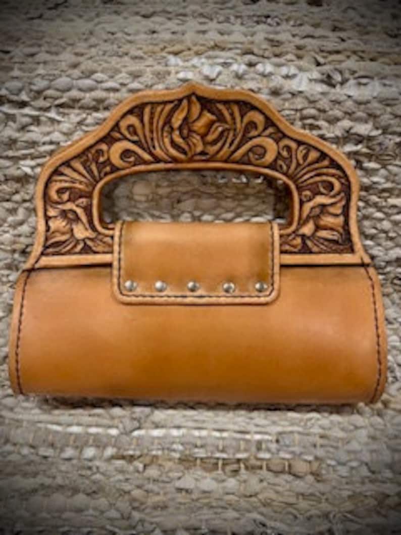 A Small Purse Which Has a Hand Tooled Handle. Very Eye Catching. - Etsy
