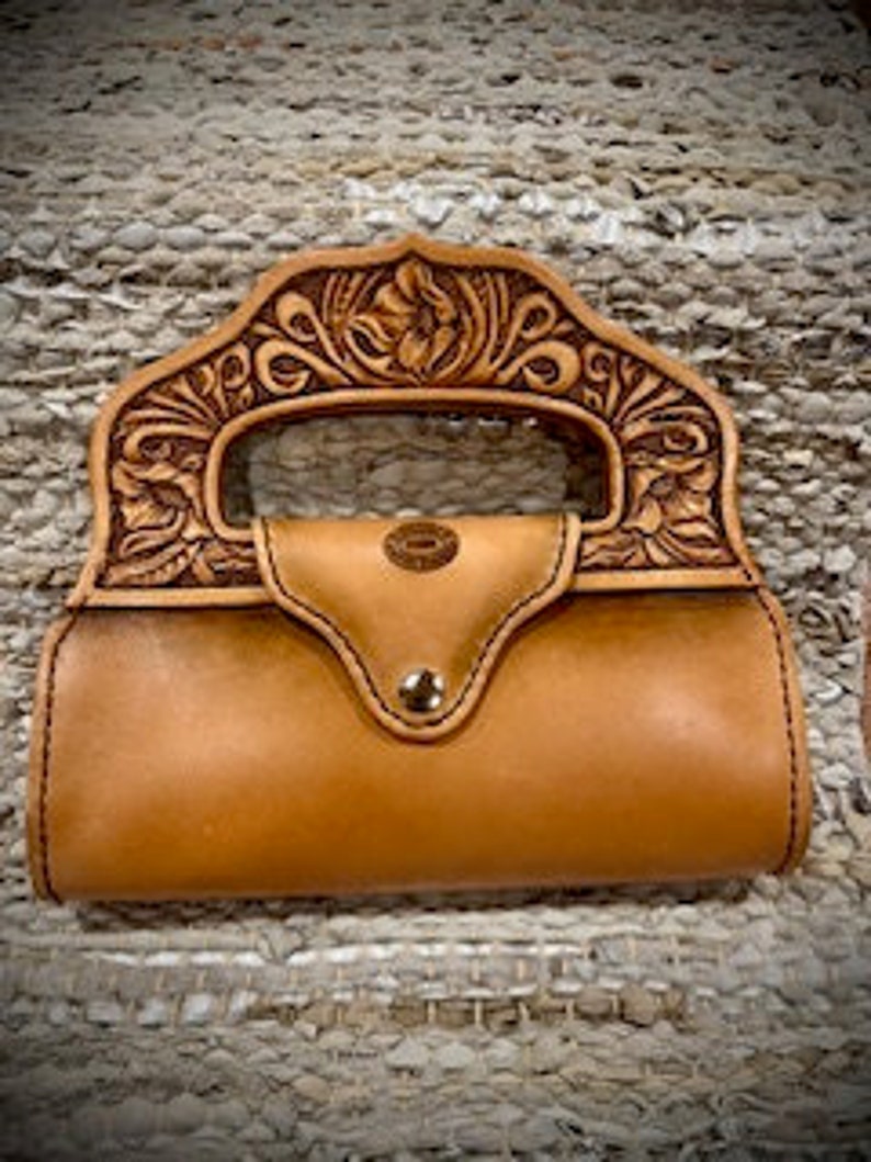 A Small Purse Which Has a Hand Tooled Handle. Very Eye Catching. - Etsy
