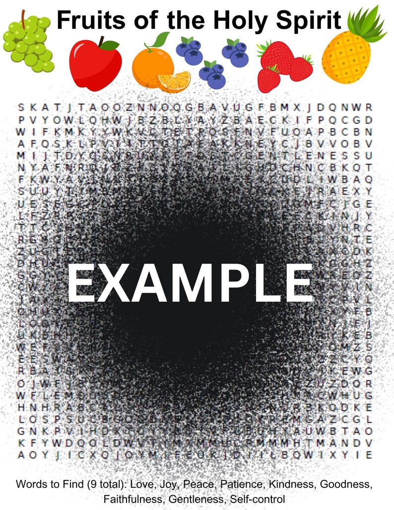 Fruits of the Holy Spirit Word Search - Etsy