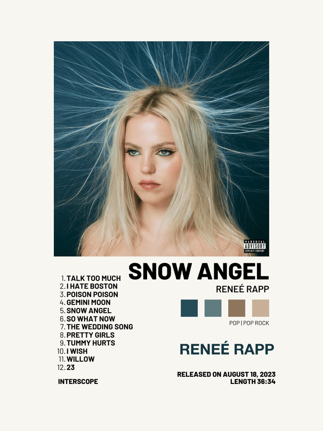 Reneé Rapp Snow Angel Album Poster Digital Album Art - Etsy