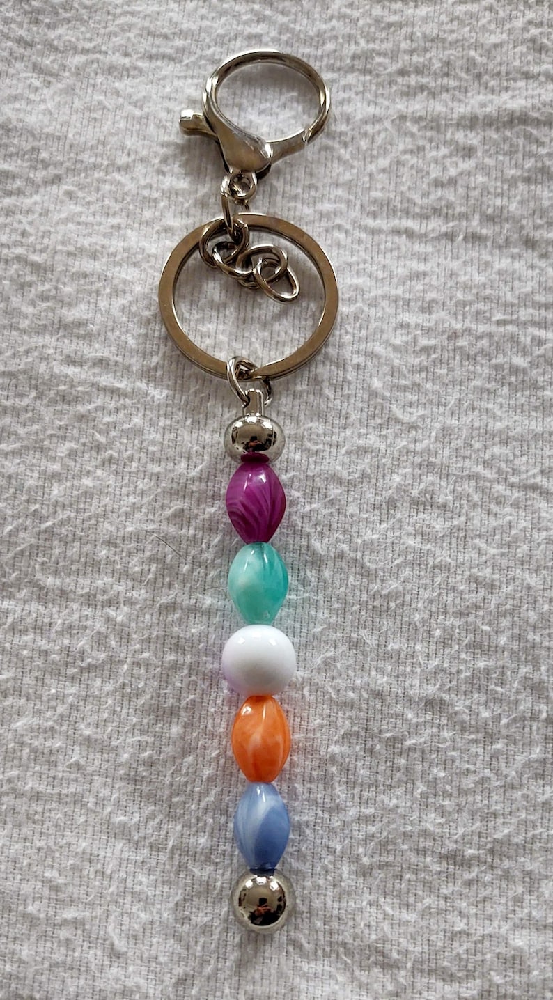 Colorful Beaded Key Chain Bars. Beaded With Acrylic Beads, Silicone ...