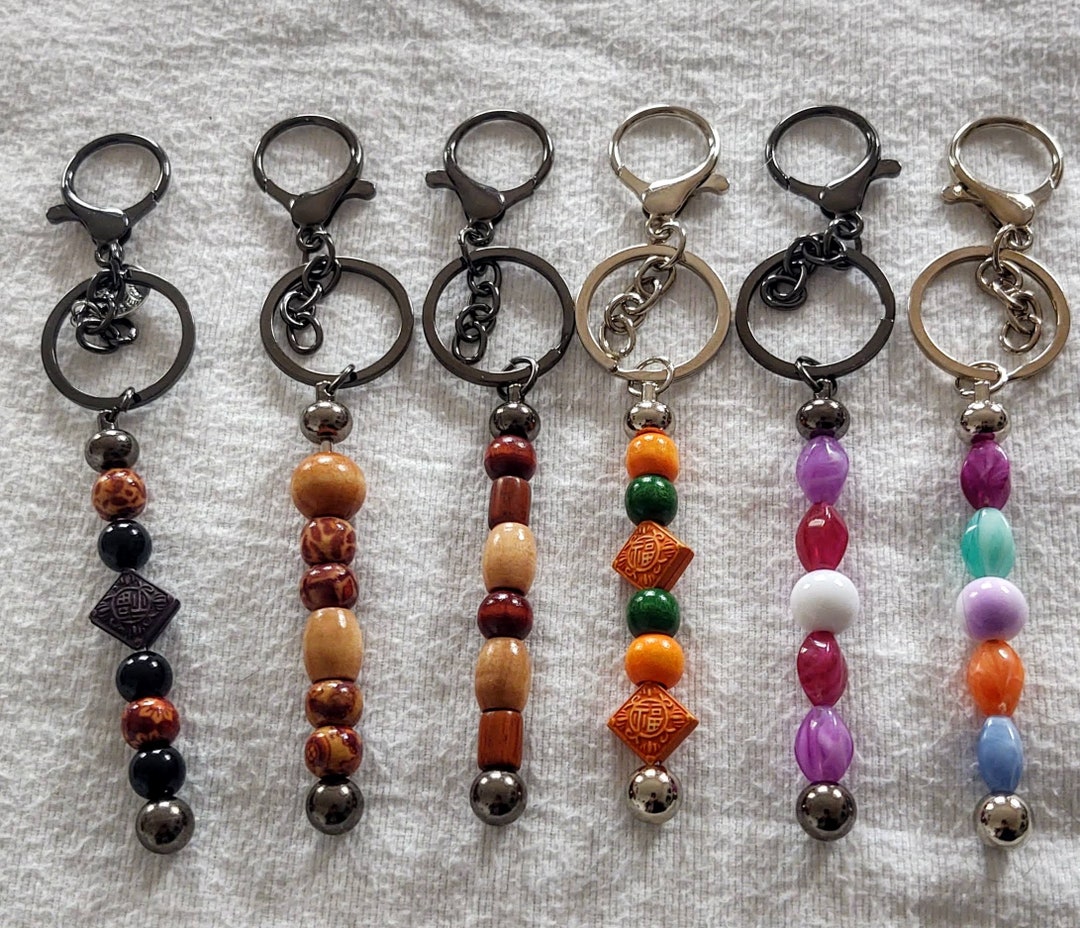 Colorful Beaded Keychain: Acrylic, Silicone, and Wooden Beads - Etsy