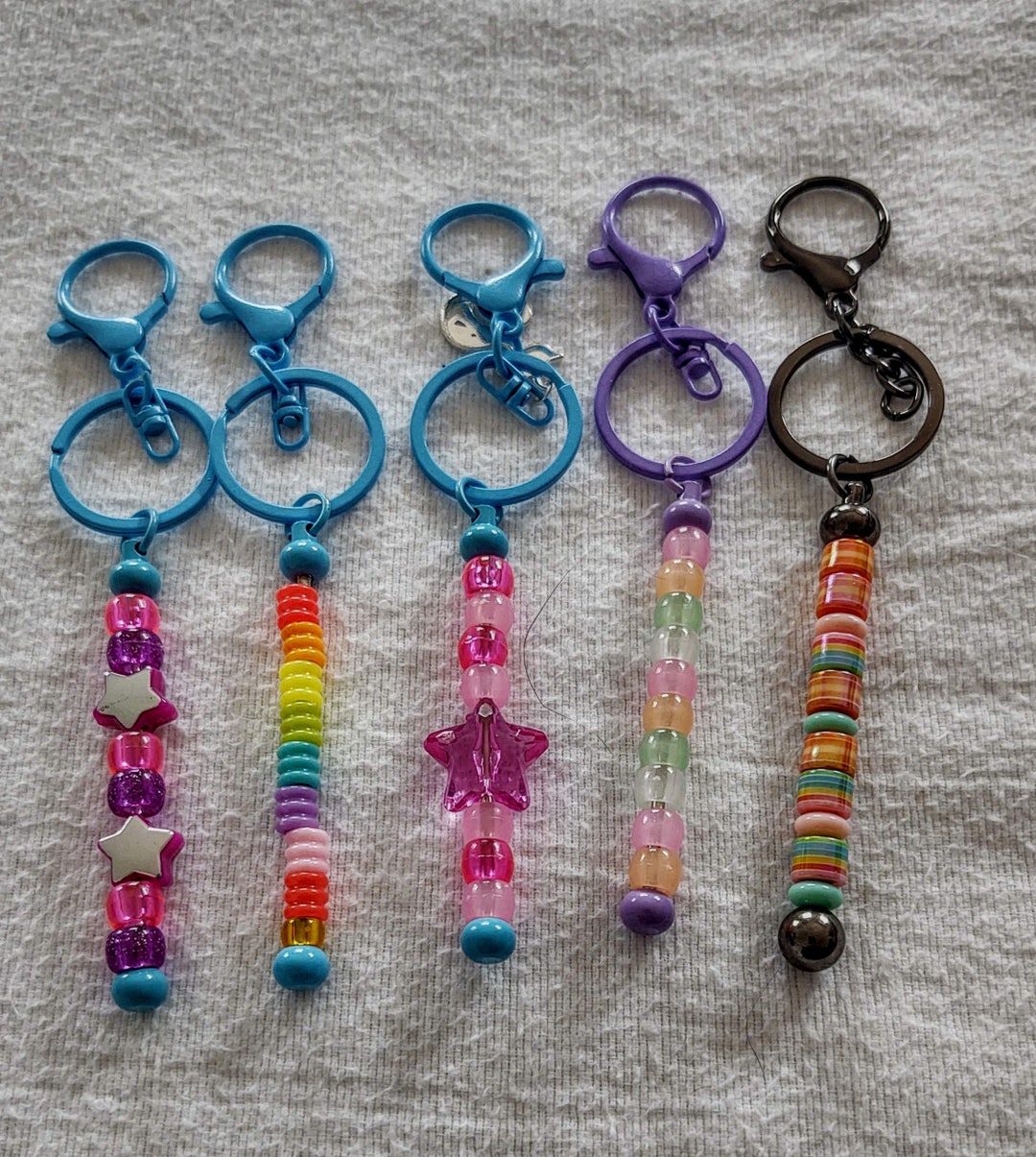 Colorful Beaded Key Chain Bars. Beaded With Acrylic Beads, Silicone ...