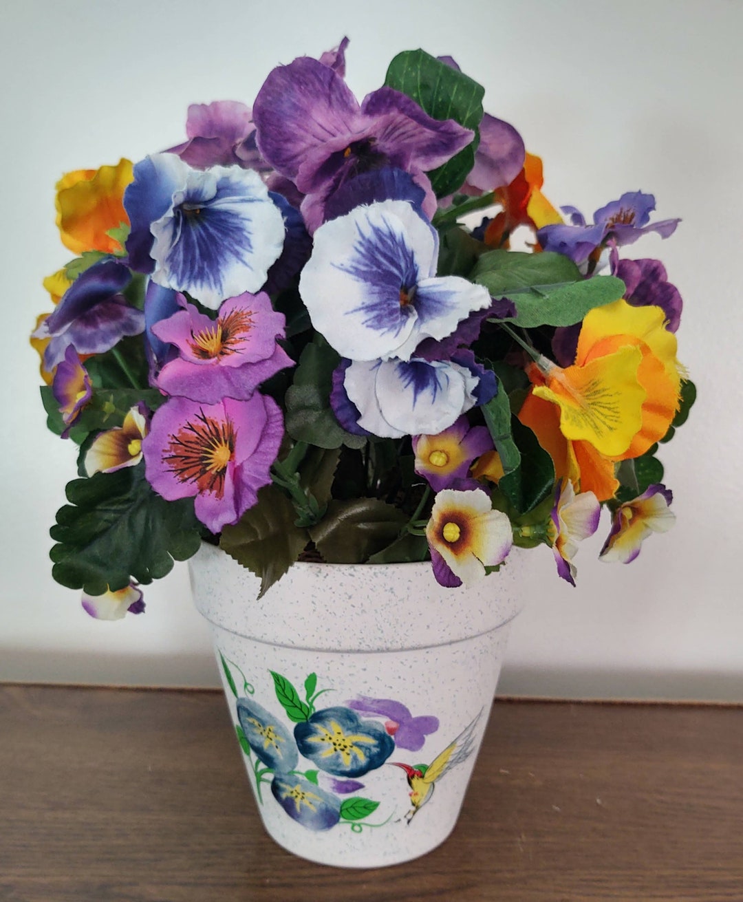 Pansy Floral Arrangement. Spring Arrangement of Pansies in a Pot With ...