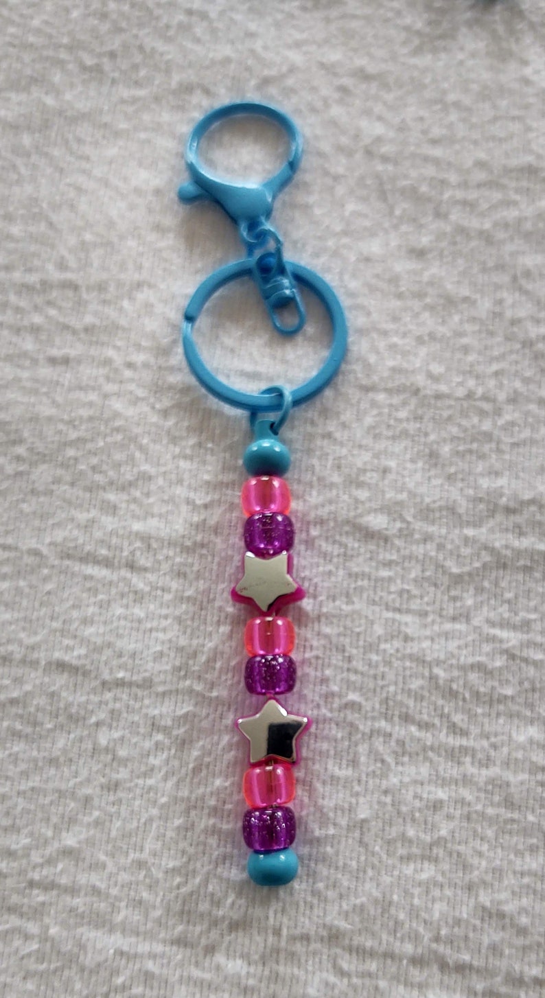 Colorful Beaded Key Chain Bars. Beaded With Acrylic Beads, Silicone ...