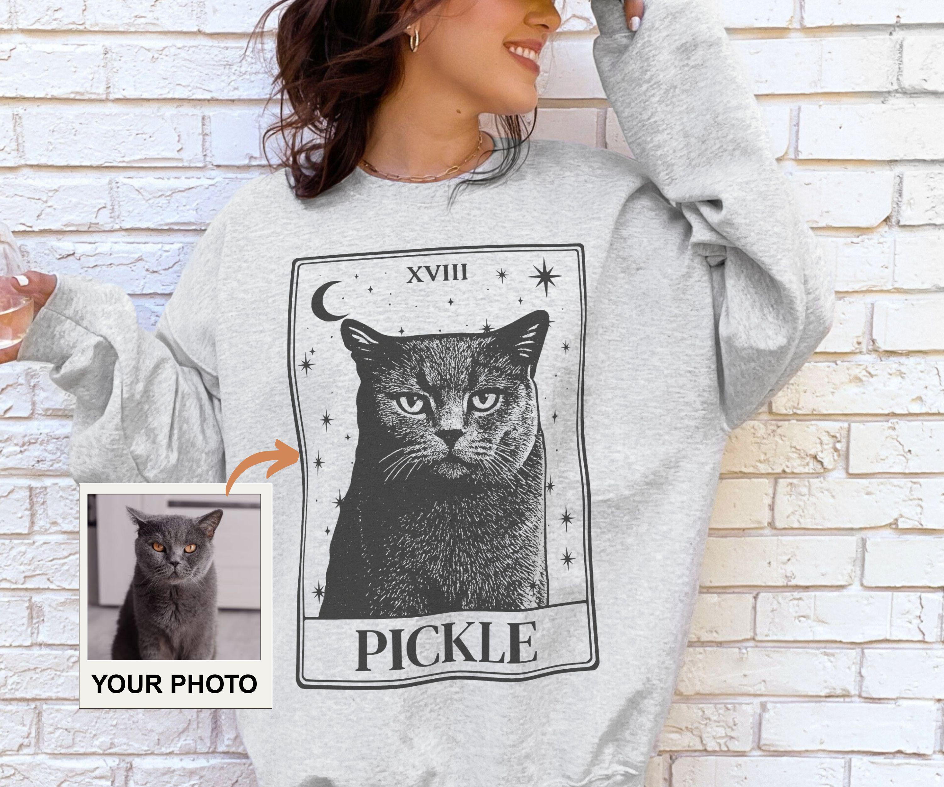 Custom Cat Photo Sweatshirt, Cat Tarot Card Design, Personalized Pet ...