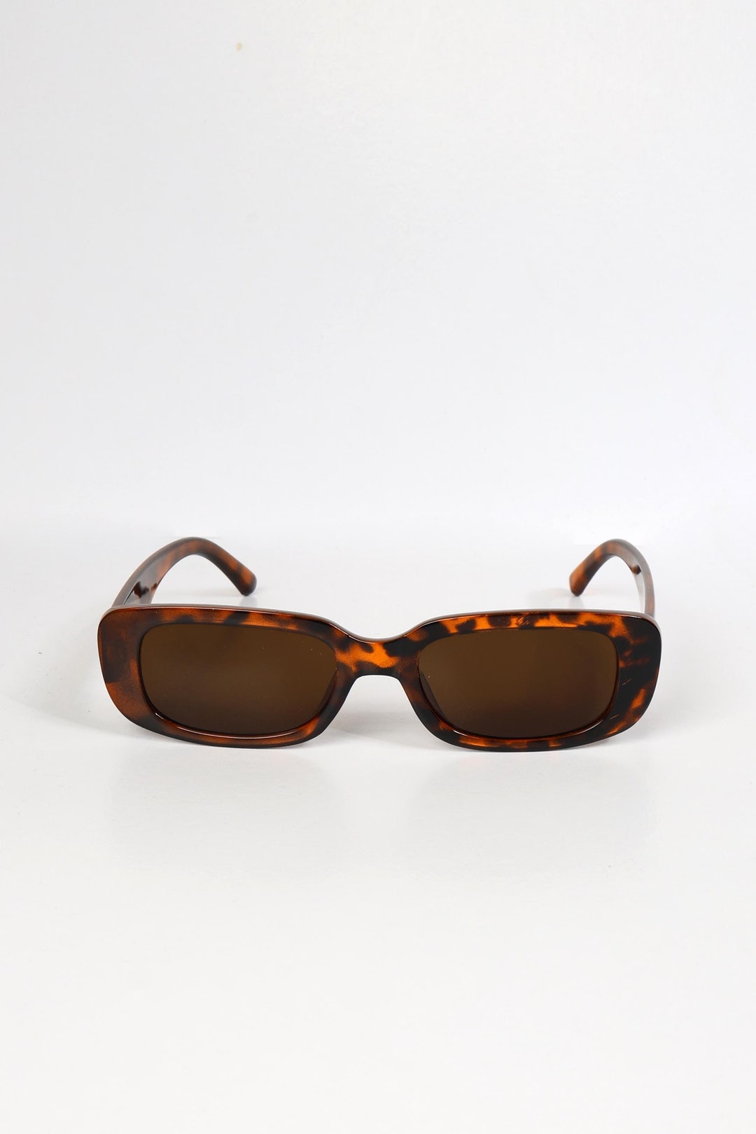 Narrow Rectangle Mini Sunglasses, 90's Inspired Rectangular Brown ...