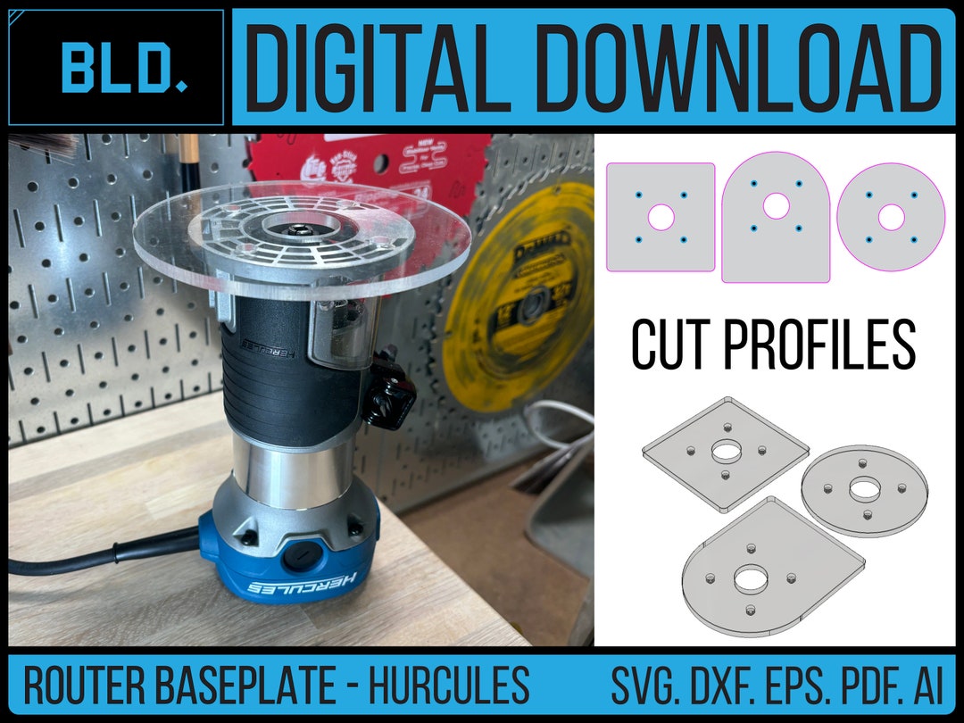 HURCULES Compact Trim Palm Router Baseplate | CNC / Laser Vector Files ...