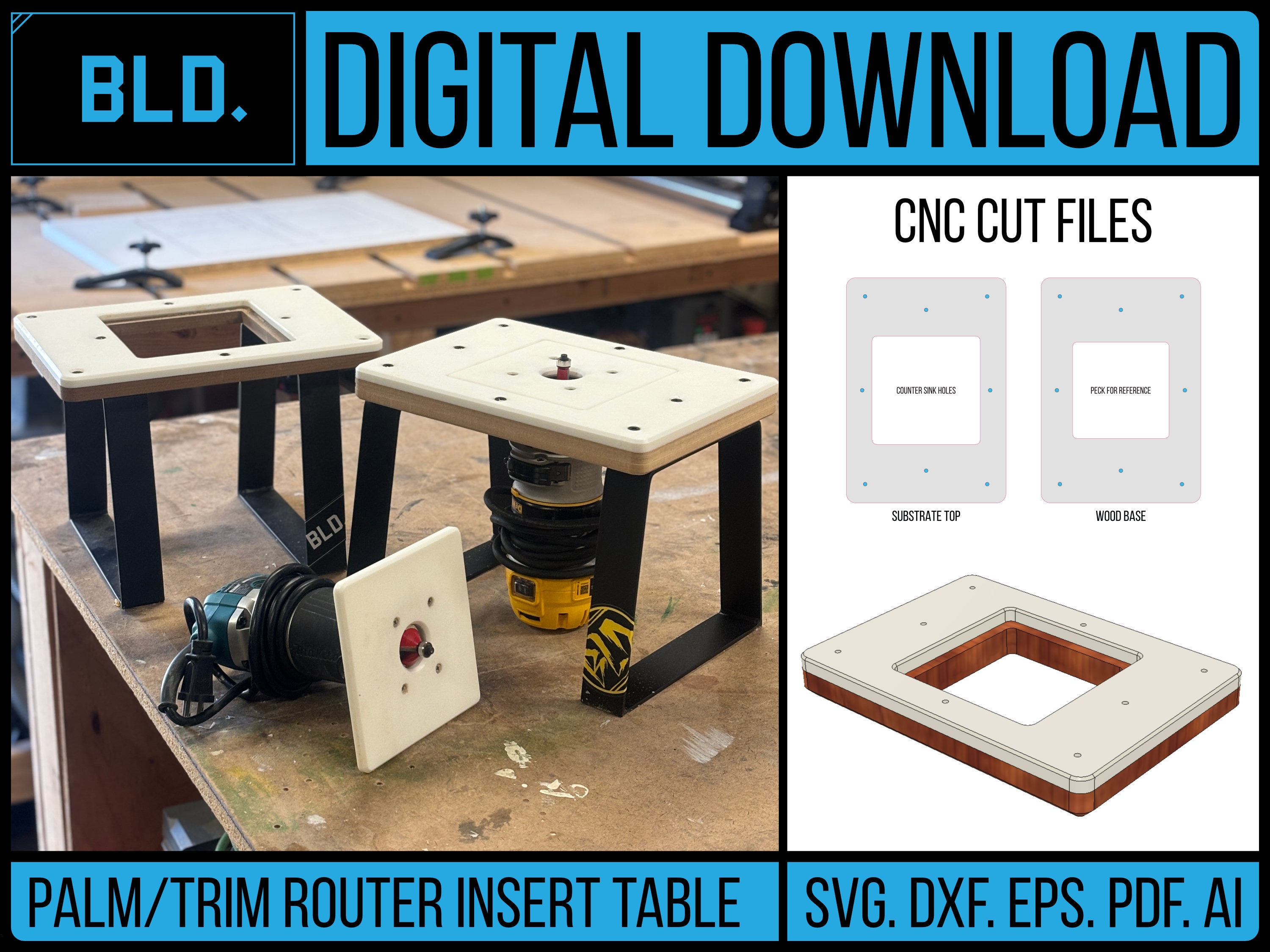 Mini Palm Trim Router Benchtop Insert Table CNC Laser Vector Files Instant Download Multiple File Types Svg Dxf Eps Pdf ai Etsy Australia