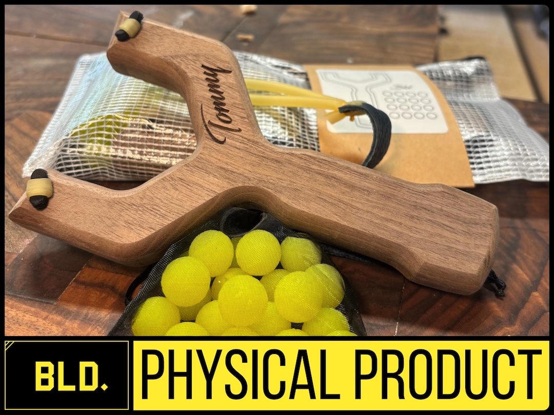 Personalized Walnut Wood Slingshot: Engraved TTF Style, Gift Set - Etsy