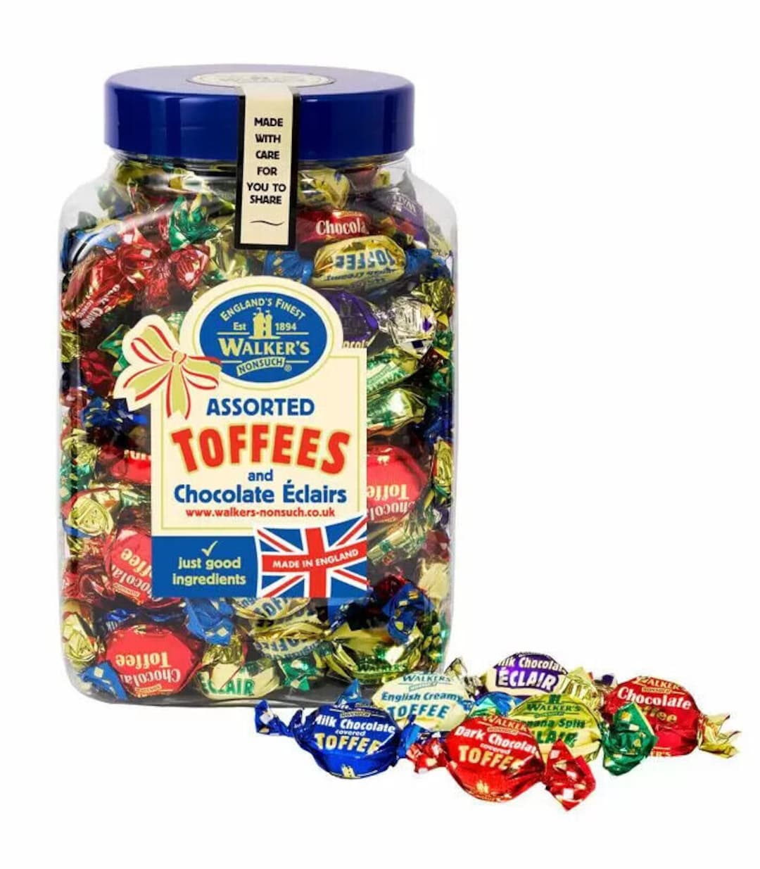 1.25 Kg Gift Jar Walkers Nonsuch Assorted Toffees and Chocolate Eclairs ...