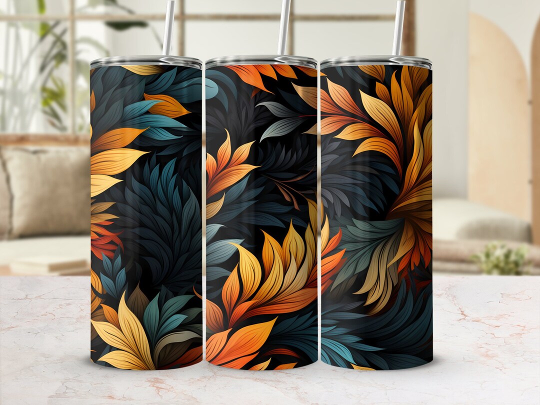 3D Fall Vibes 20 Oz Skinny Tumbler Wrap, Autumn Tumbler Sublimation ...