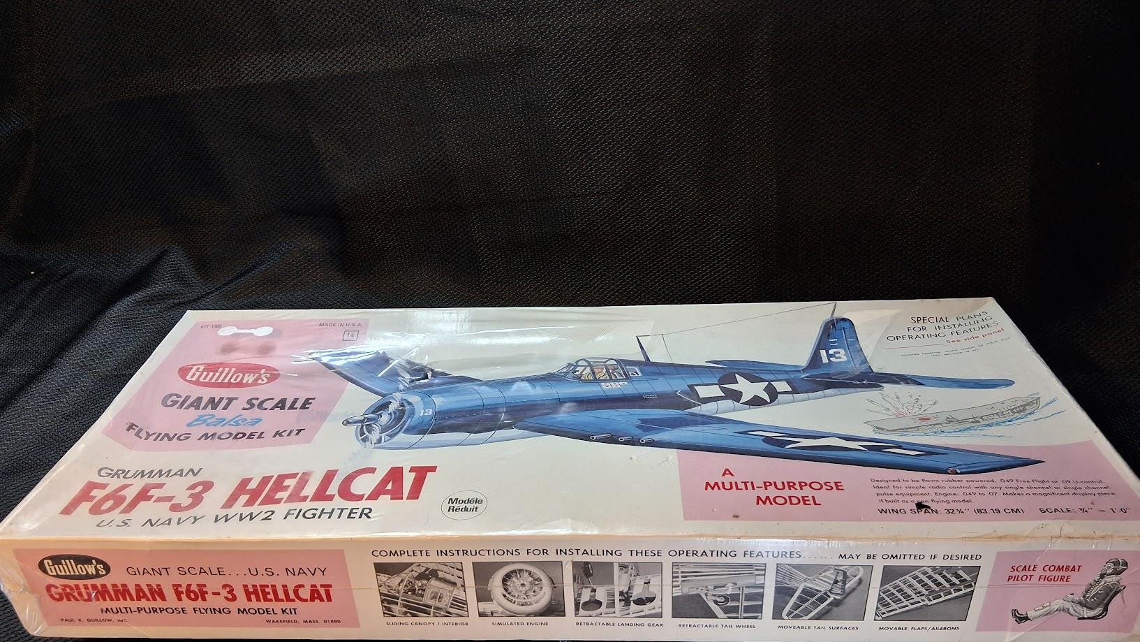 Vintage Guillow's Grumman F6F-3 Hellcat Balsa Wood Model Kit - Etsy