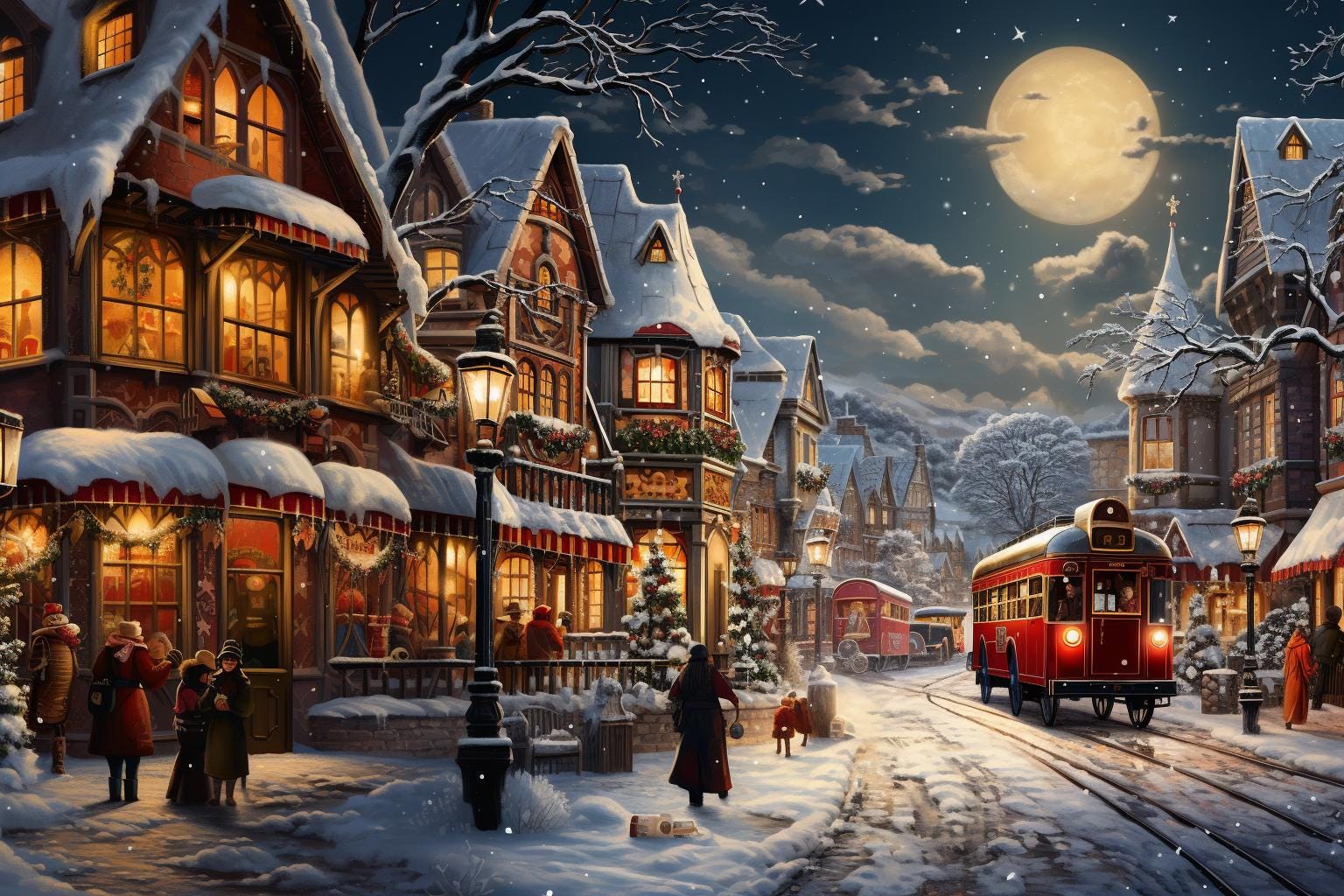 Christmas Village - Classic Christmas Scenery - Christmas Digital Art ...