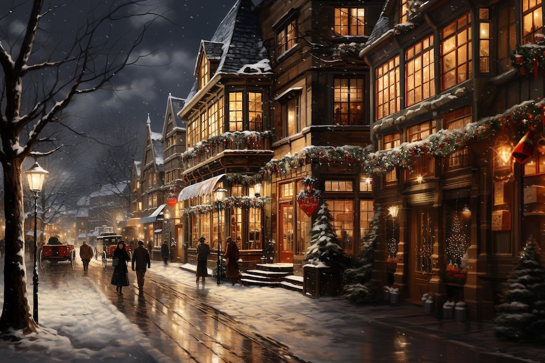 Classic Christmas Town - Christmas Scenery Digital Art - Etsy