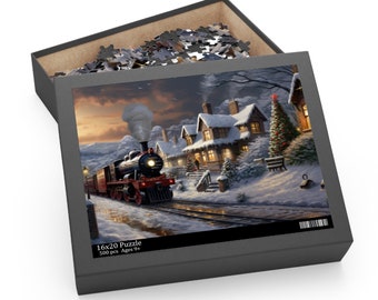 Night Train Jigsaw Puzzle, Locomotive Puzzle for Adults and Kids, Steam ...