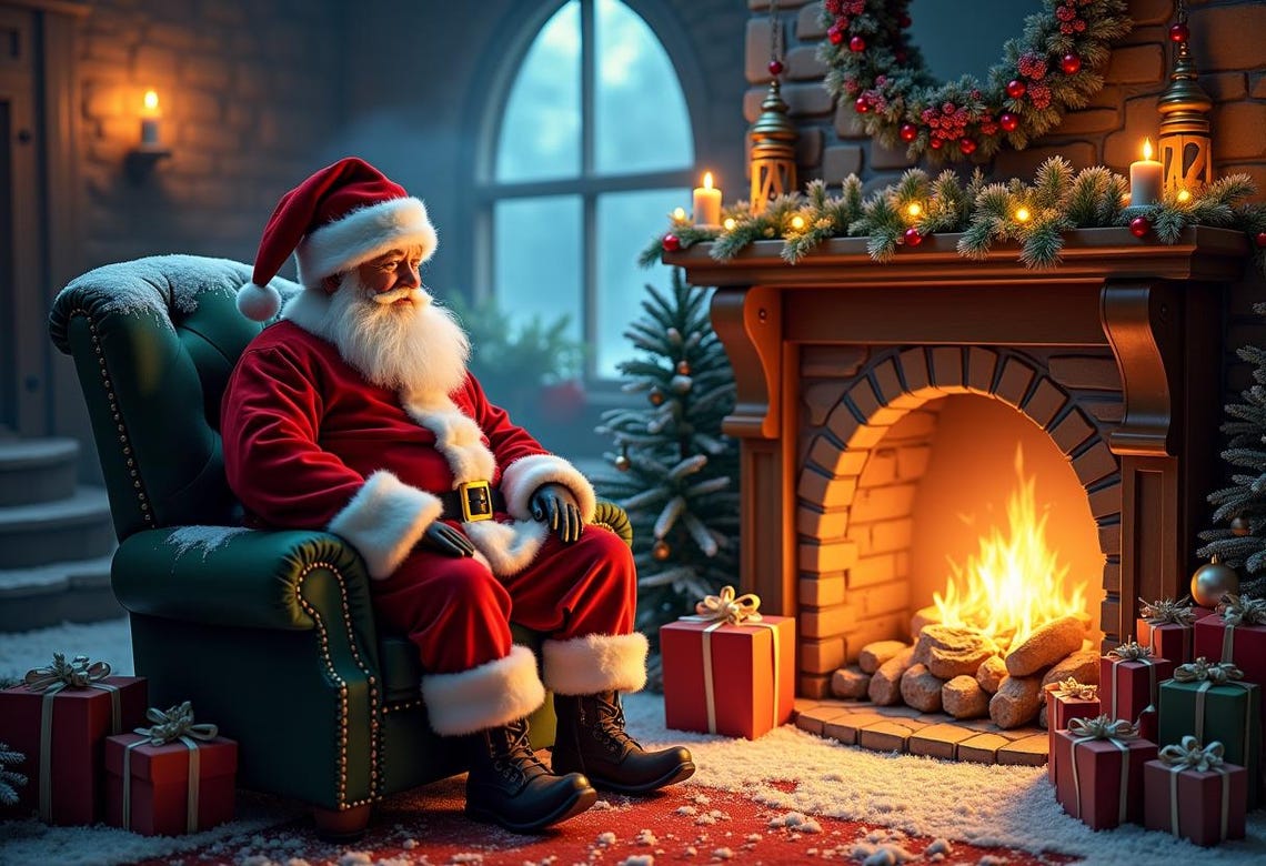Santa by the Fireplace - Christmas Digital Art - Etsy