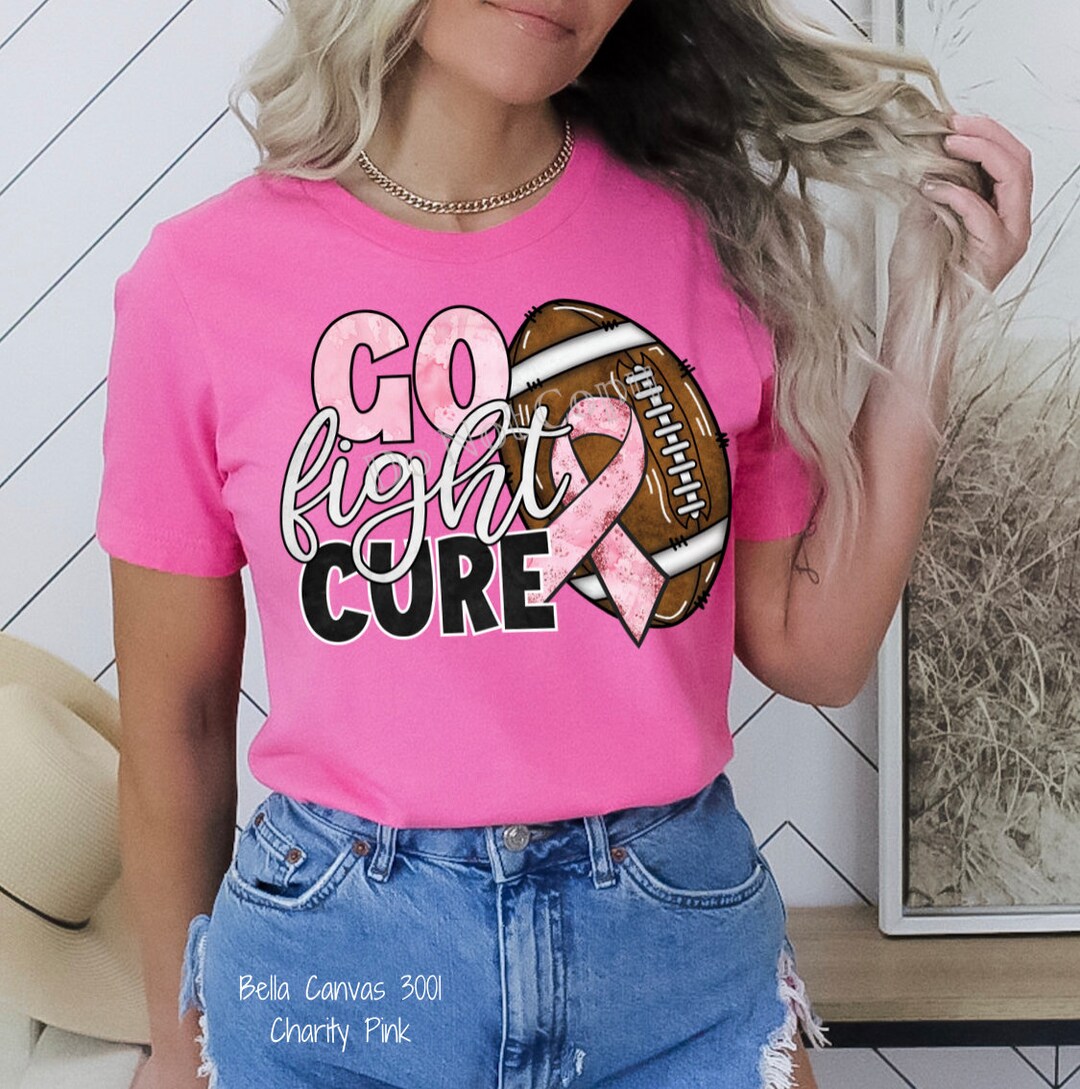 Go Fight Cure Pink Football Breast Cancer Shirt, Cancer Awareness T ...