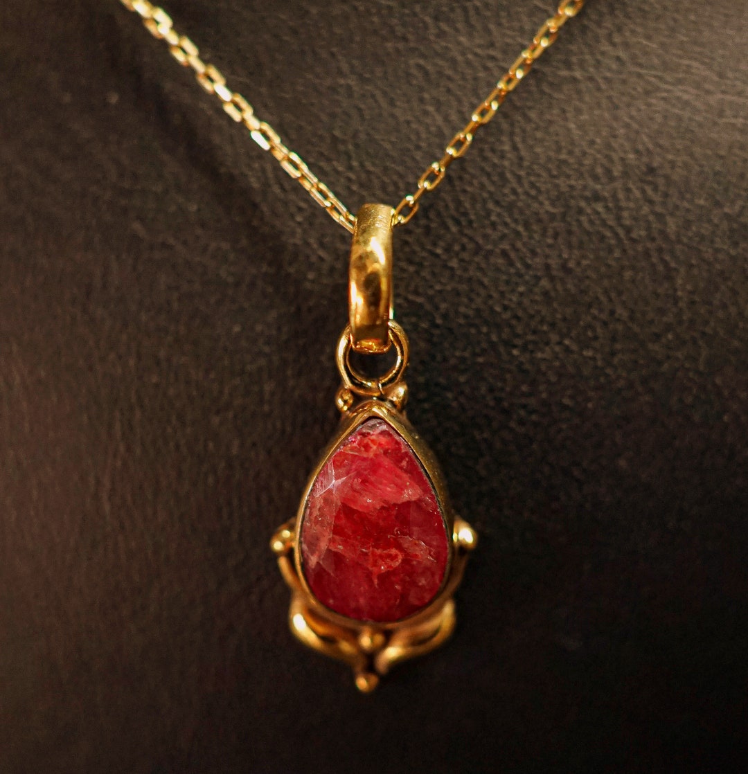 Ruby 925k Sterling Silver Pendant, Ruby Necklace, Dainty Pendant ...