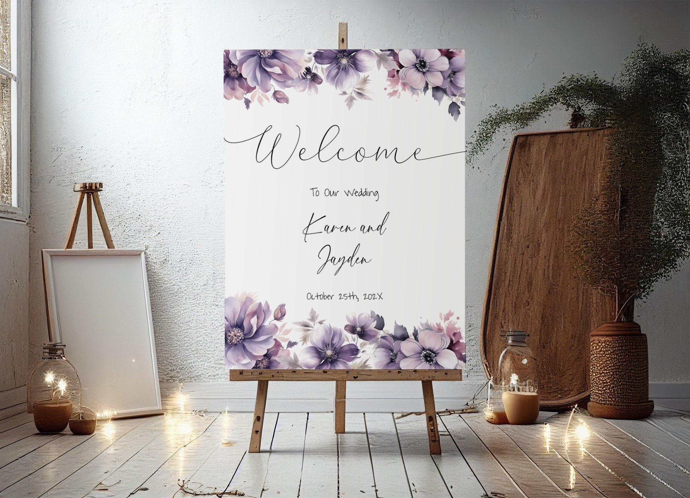 Light Purple Wedding Welcome Sign Poster, Lavender Welcome Sign ...