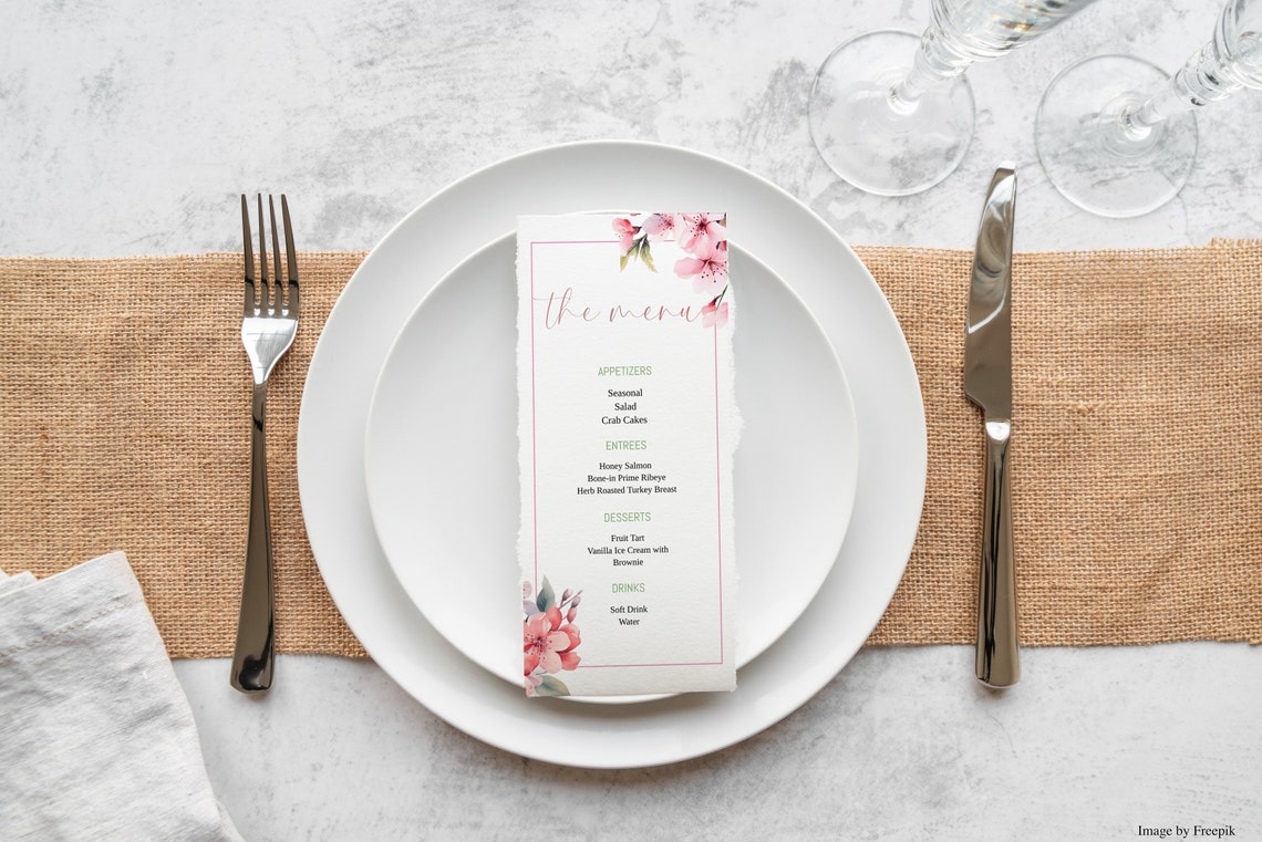 Cherry Blossom Wedding Menu Template Spring Dinner Menu - Etsy