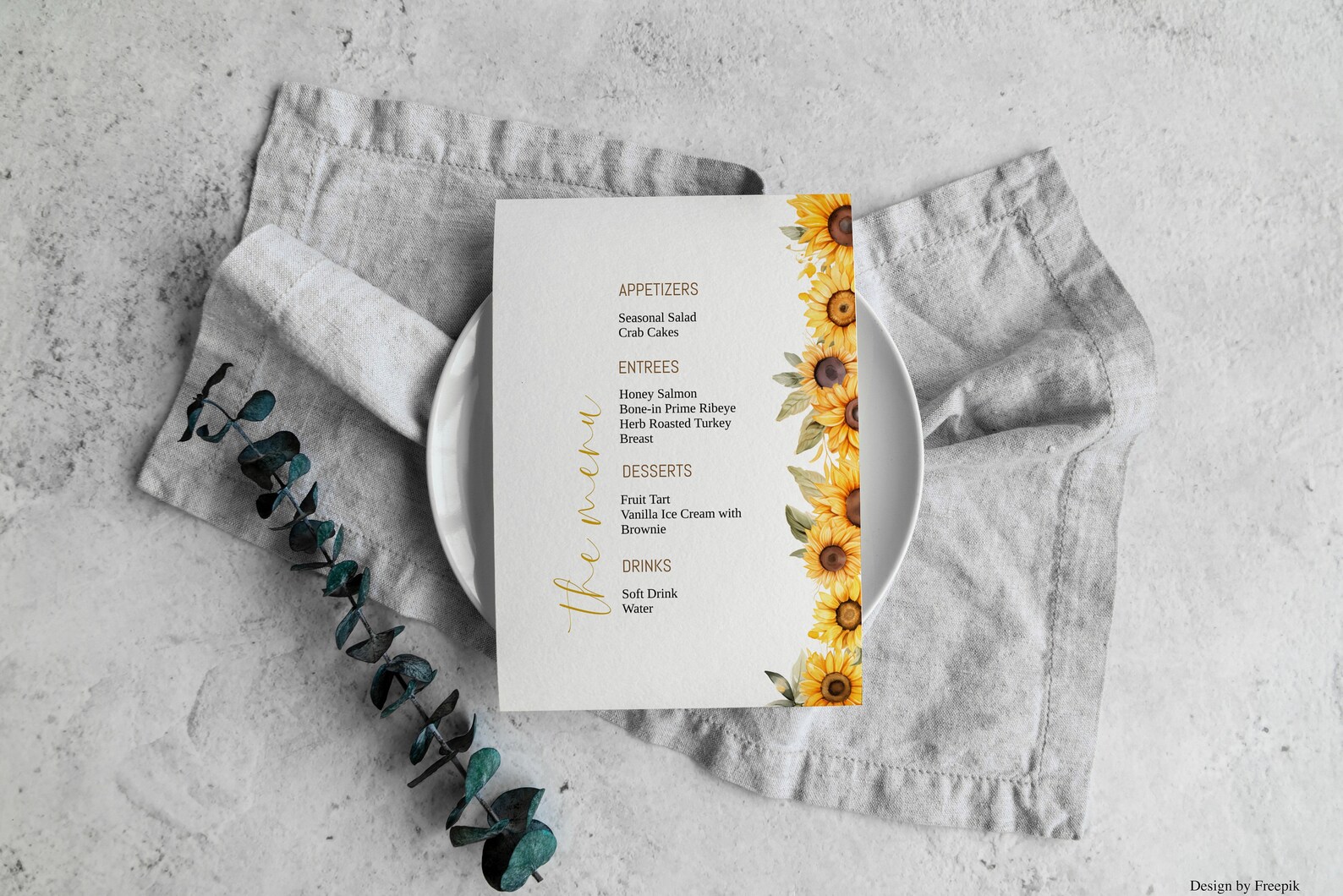 Sunflower Wedding Menu Template, Summer Dinner Menu, Editable Reception ...