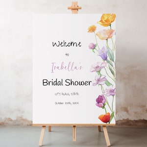 Wildflower Bridal Shower Welcome Sign, Colorful Floral Welcome Sign ...