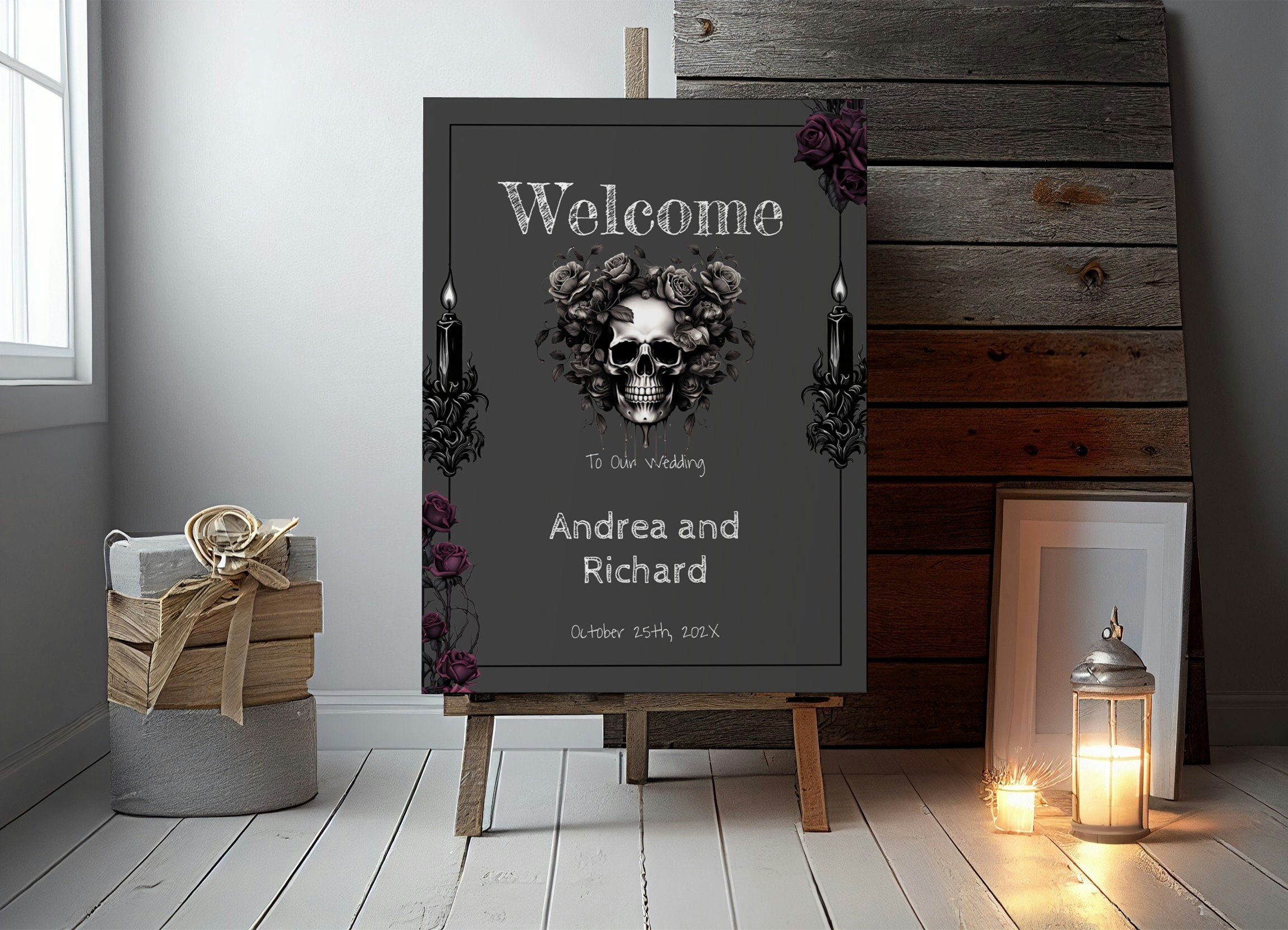 Skull Wedding Welcome Sign Poster, Gothic Welcome Sign Template, 24x36 ...